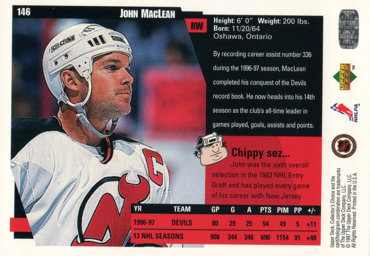 #146 John Maclean New Jersey Devils 1997-98 Upper Deck Choice Hockey C ...