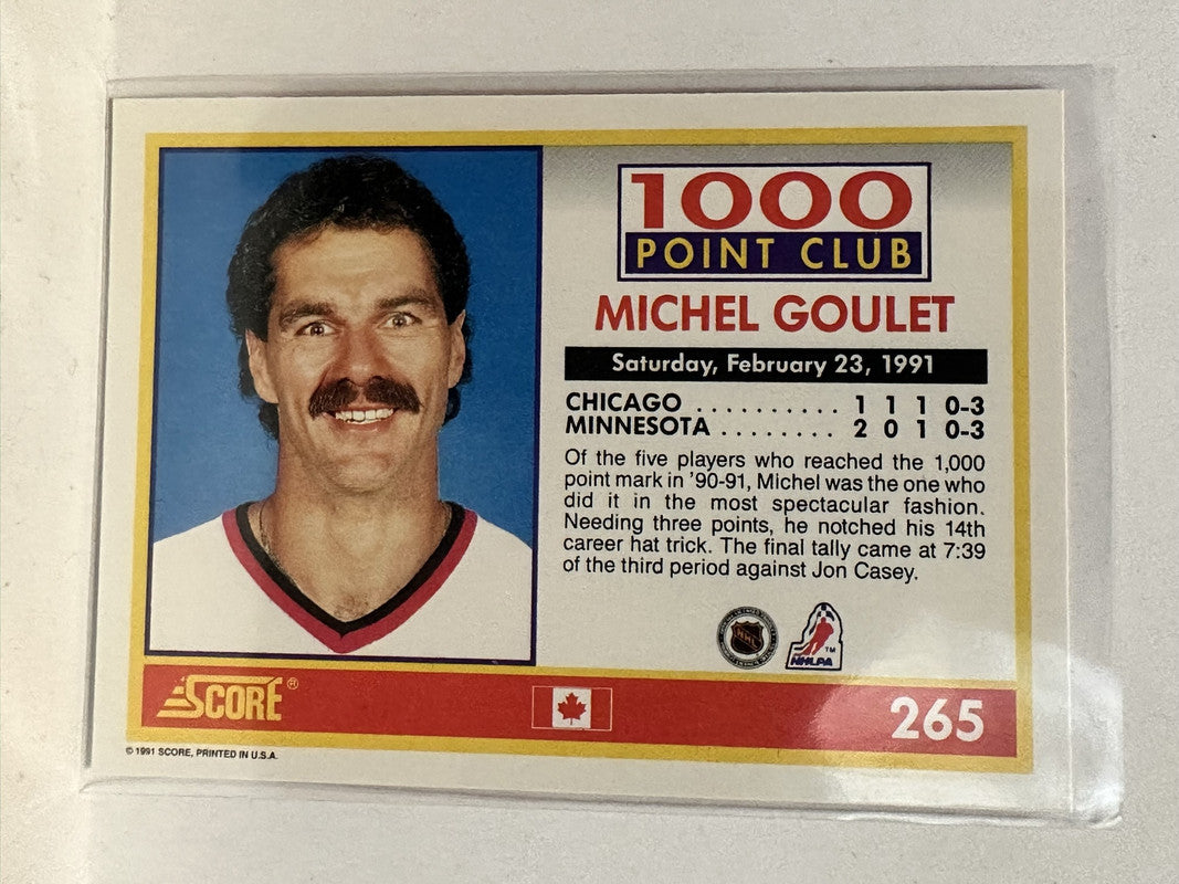 #265 Michel Goulet 100 Point Club Chicago Blackhawks 1991-92 Score Hoc ...