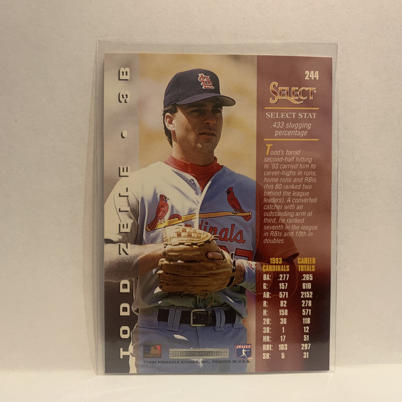 #244 Todd Zeile St Louis Cardinals 1994 Score Select Baseball Card HH ...